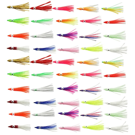 50Pcs Baits Trolling Skirt Lures Fish Lures for Trout Fishing Tackle ...
