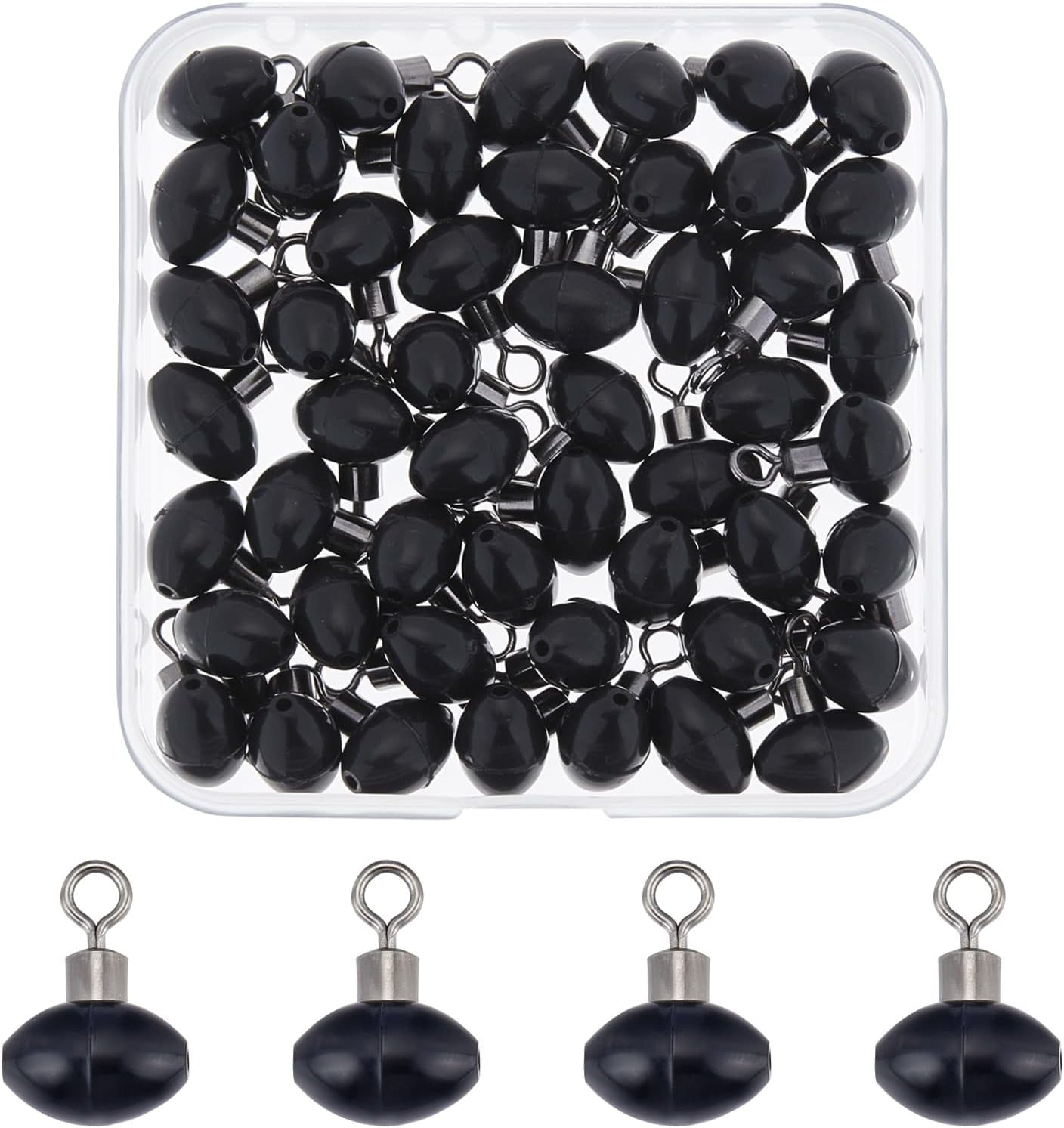 50Pcs Fishing Rolling Swivel Slider Bead 16x12mm Fish Pulley Line ...