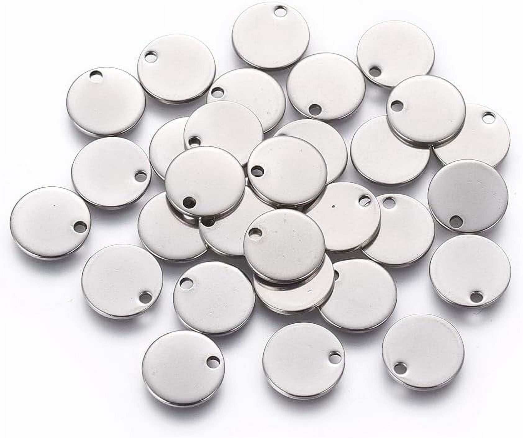 50Pcs Flat Round Charms 304 Stainless Steel Charms Stamping Blank Tag ...