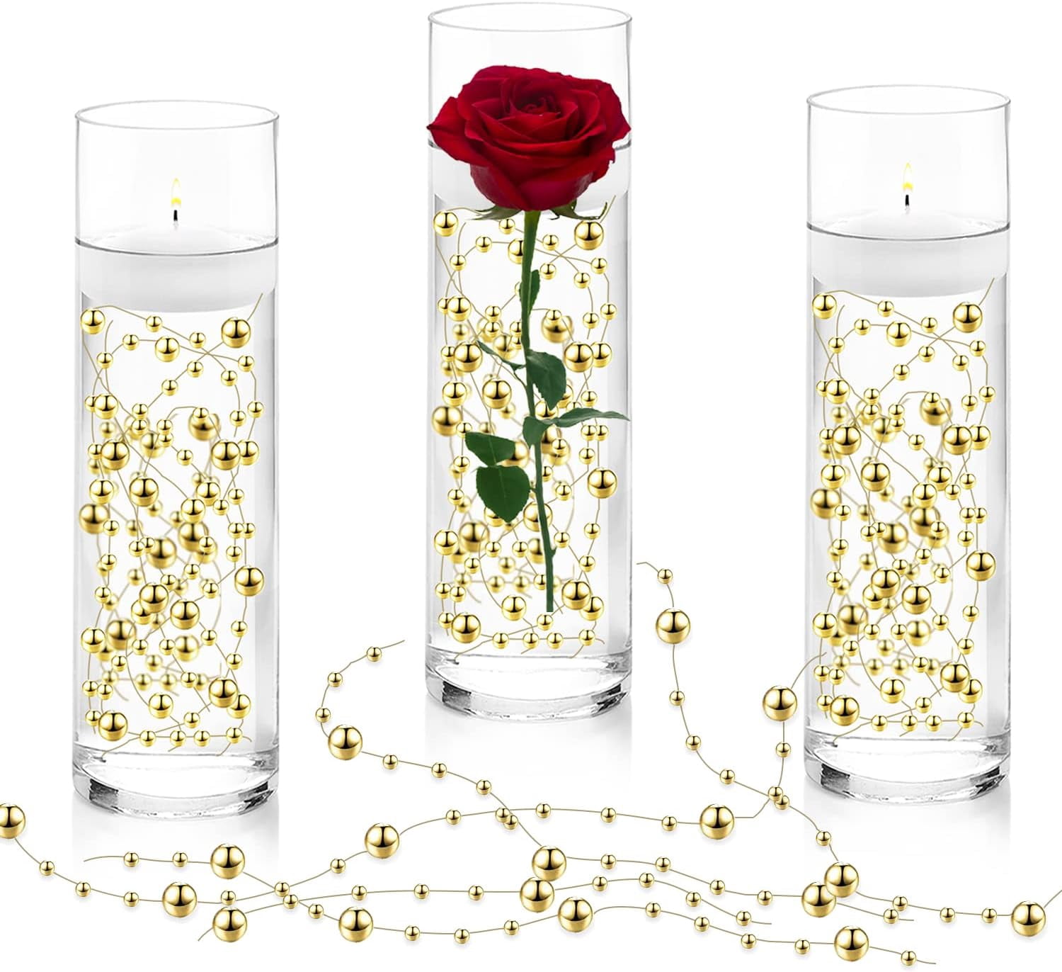 50Pcs Floating Pearl Strings for Floating Candles, Faux Pearls for Vase ...