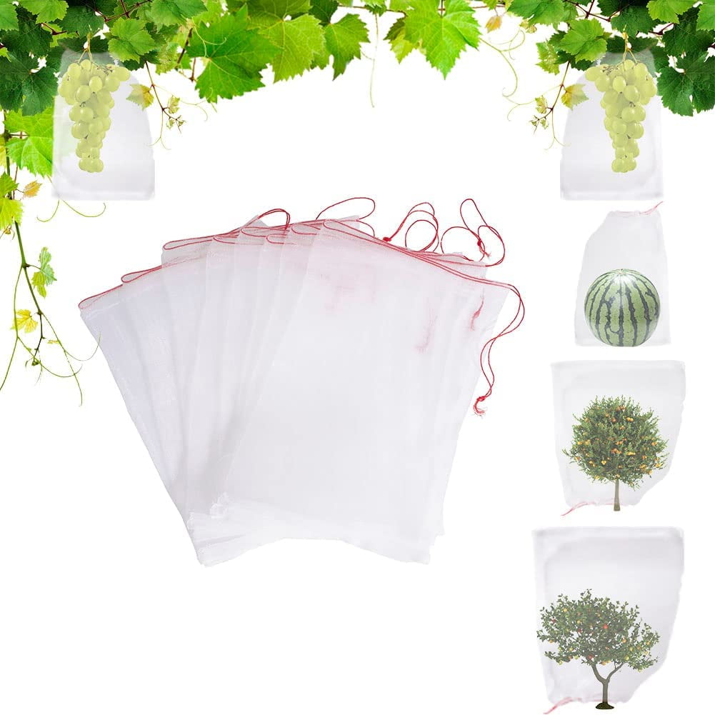 50Pcs Fruit Protection Bags, Garden Netting Bags with Drawstring, Fruit ...