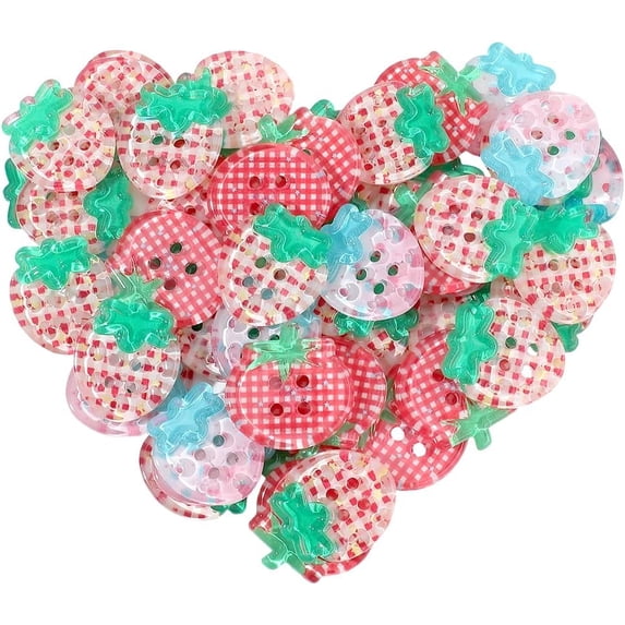 50Pcs Fruit Shaped Buttons Colorful Resin Buttons Cartoon Strawberry 4 ...