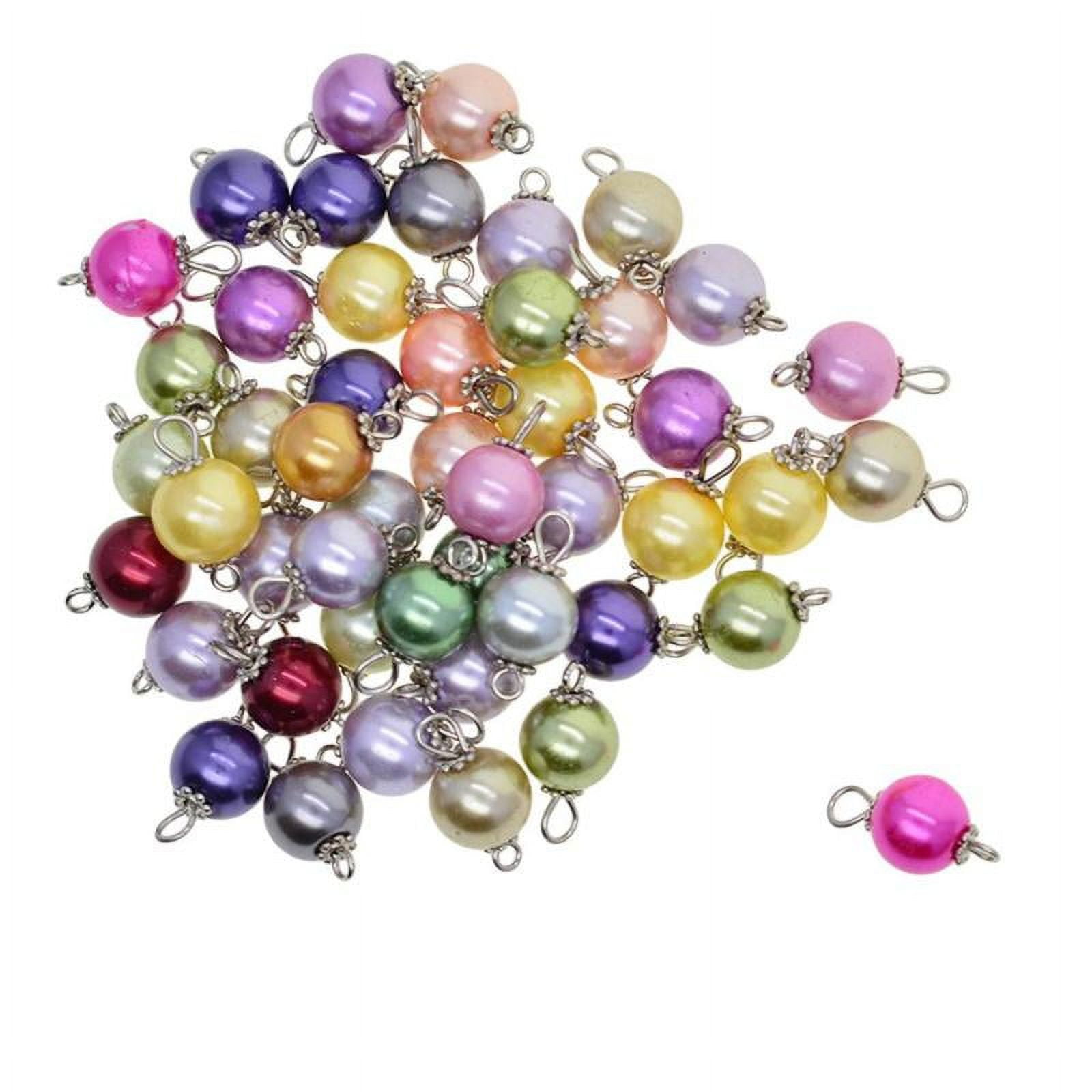 50Pcs Glass Pearls Beads Pendant Charms Connectors DIY Jewelry Making ...