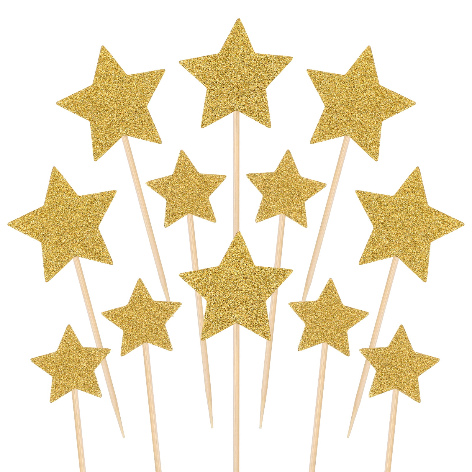 50Pcs Glitter Star Cake Cupcake Toppers Dessert Table Birthday Wedding ...