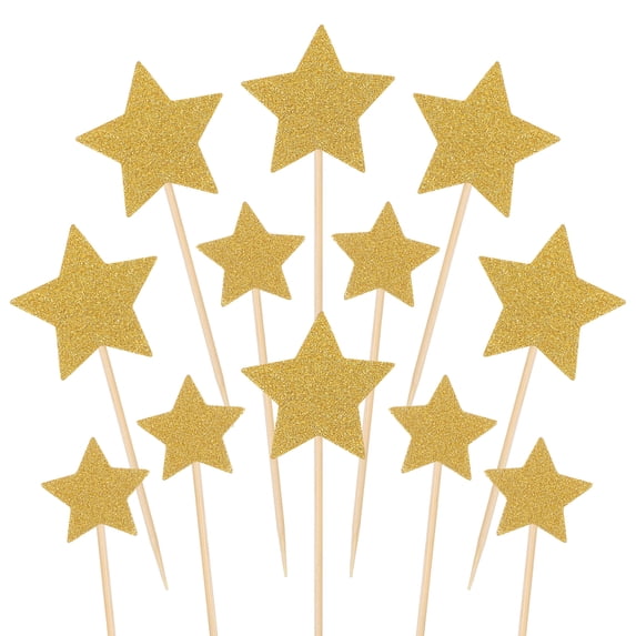 50Pcs Glitter Star Cake Cupcake Toppers Dessert Table Birthday Wedding ...