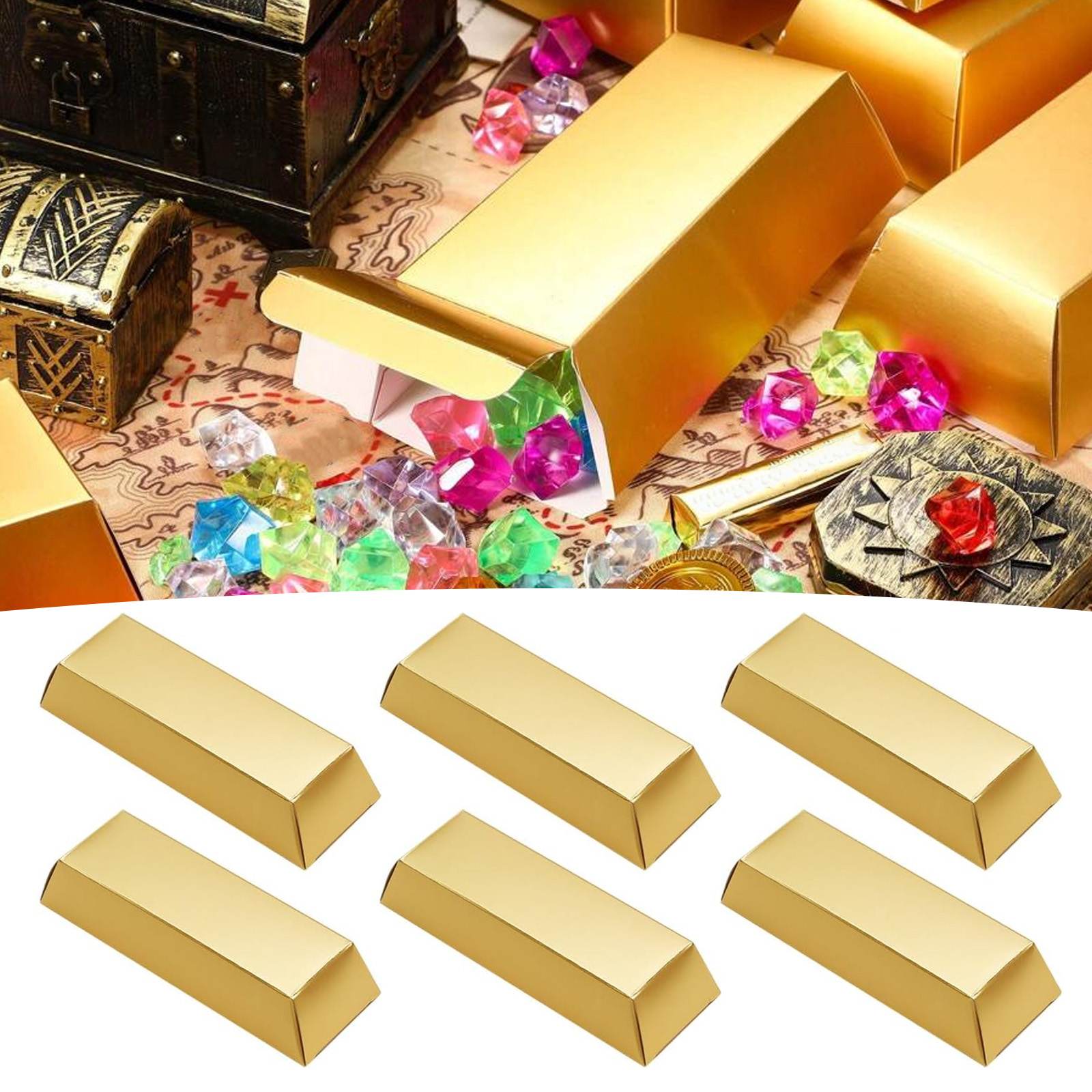 50Pcs Gold Bar Shaped Paper Box, 5.7x2 inch Fake Gold Bar Gift Box ...