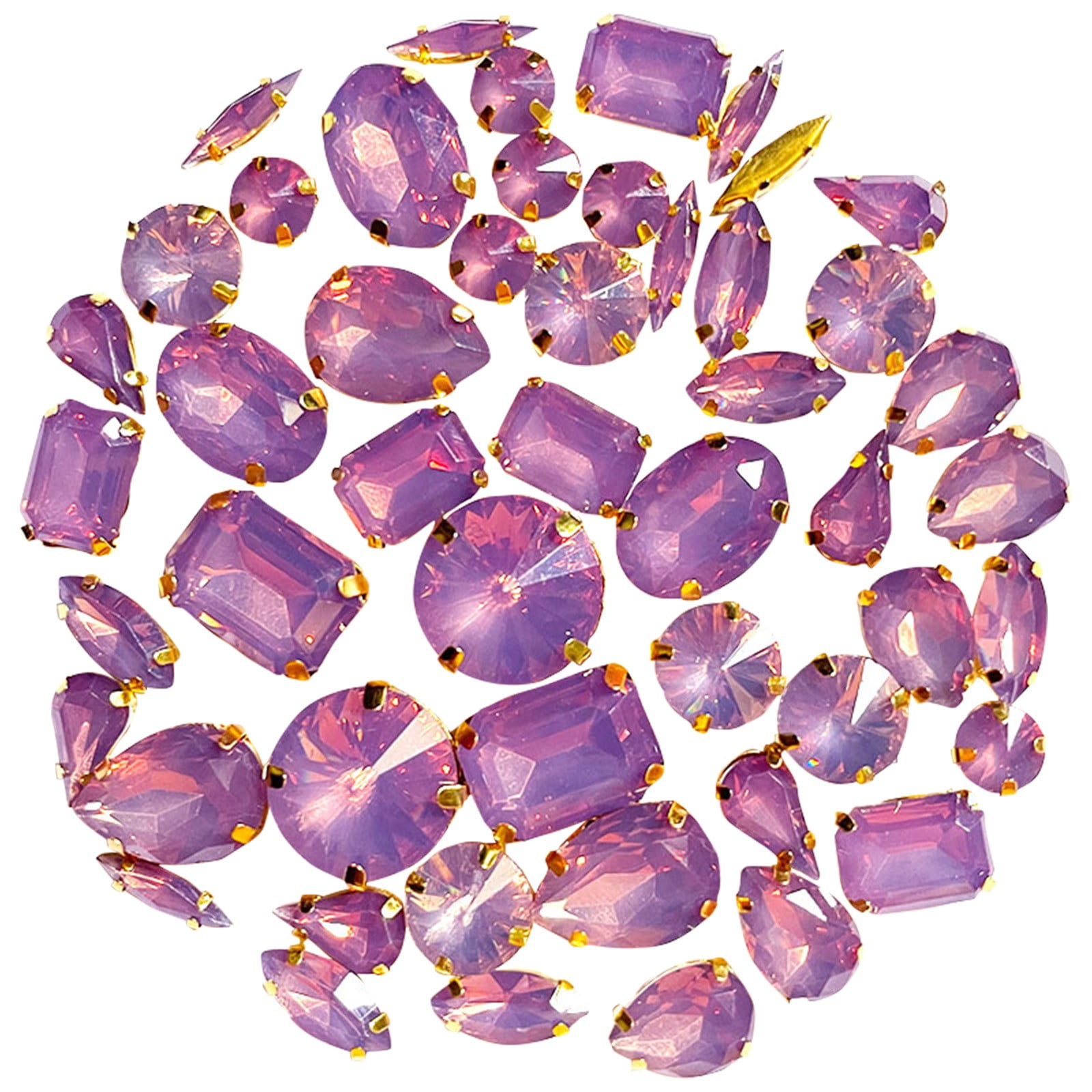 50Pcs Gold Sew On Rhinestones With Holes, Mixed Shapes (Drop, Oval ...