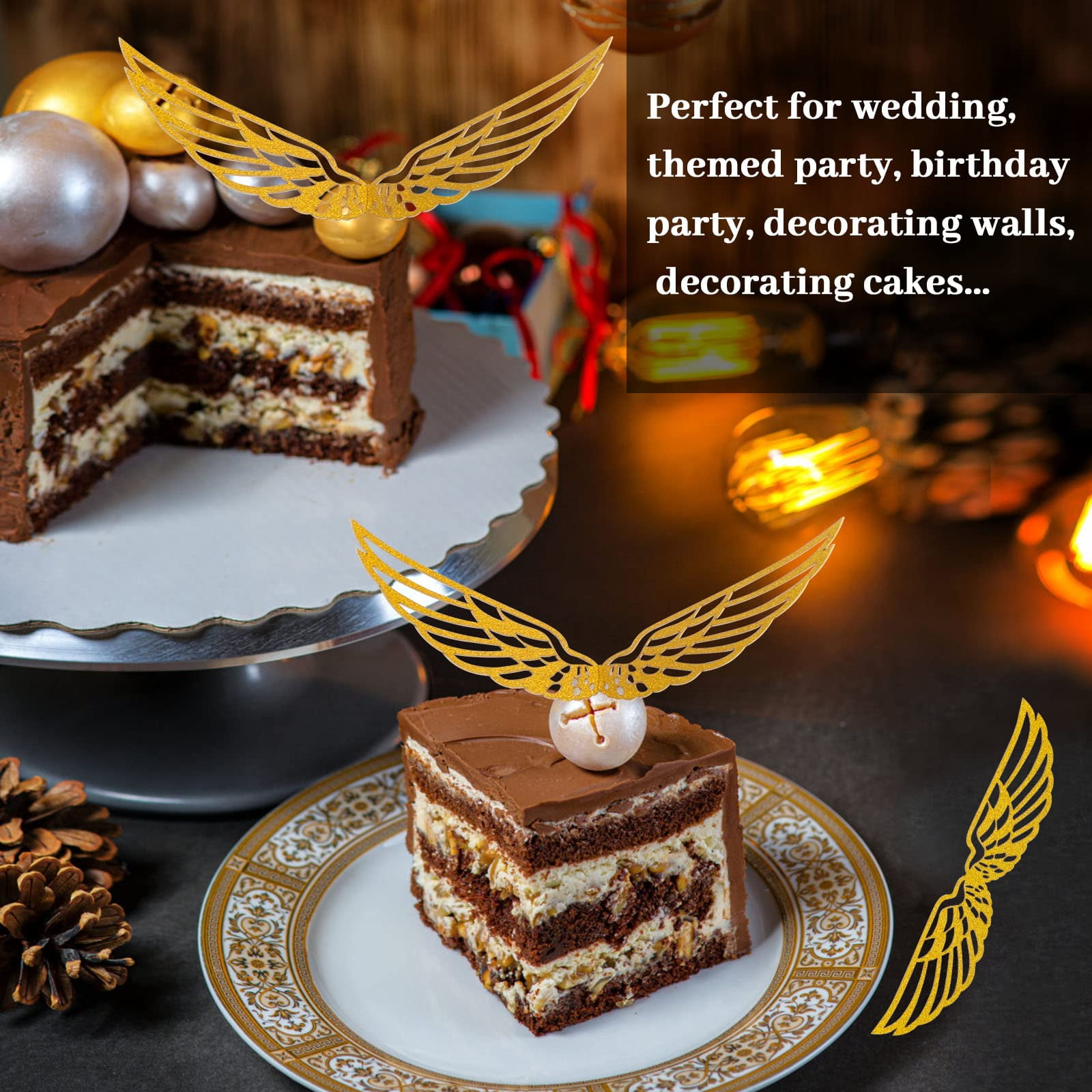 50Pcs Golden Snitch AJH3 Wings Chocolate Decoration, Coldairsoap Happy ...