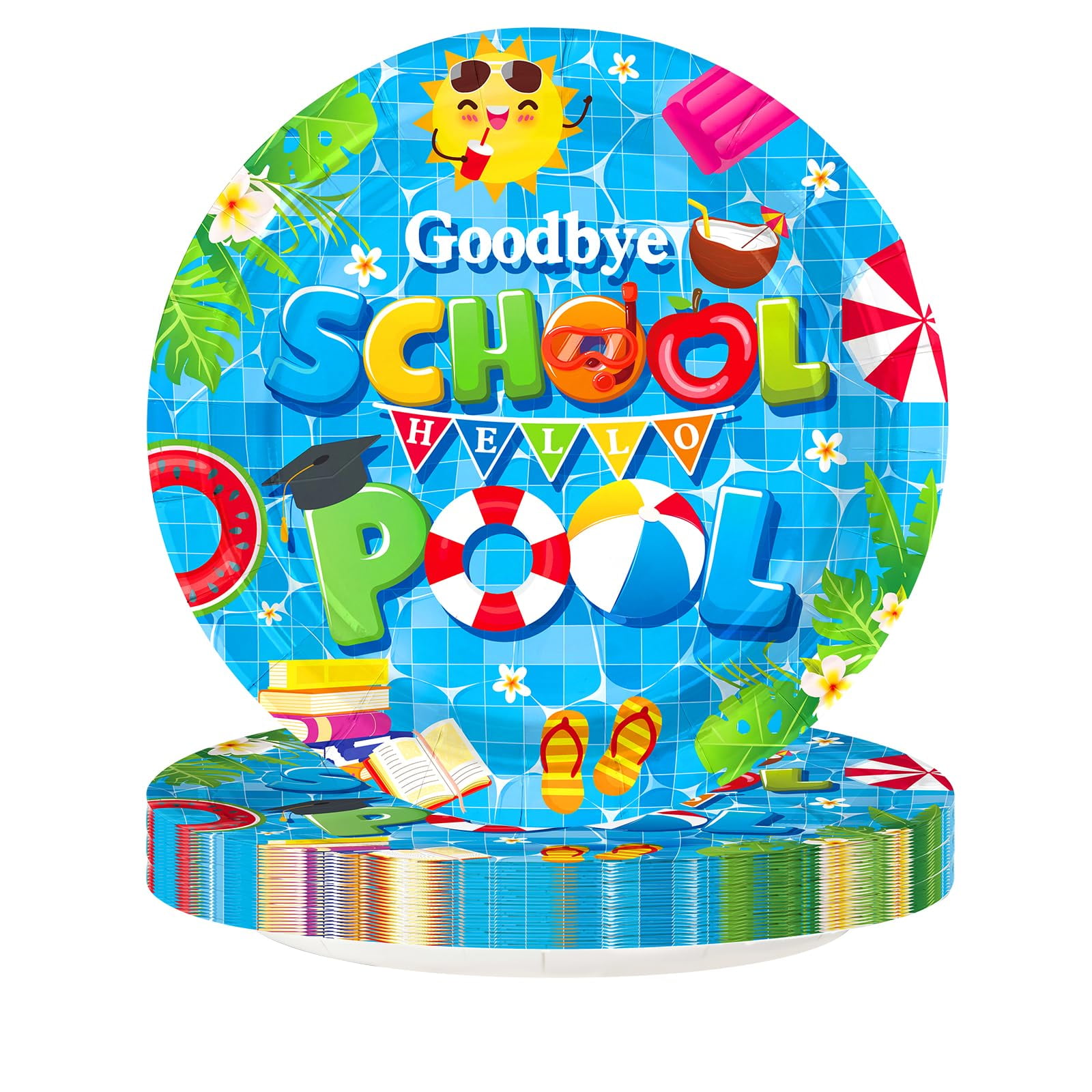 50Pcs Goodbye School AJH3 Hello Pool Party Decorations Last School Pool ...