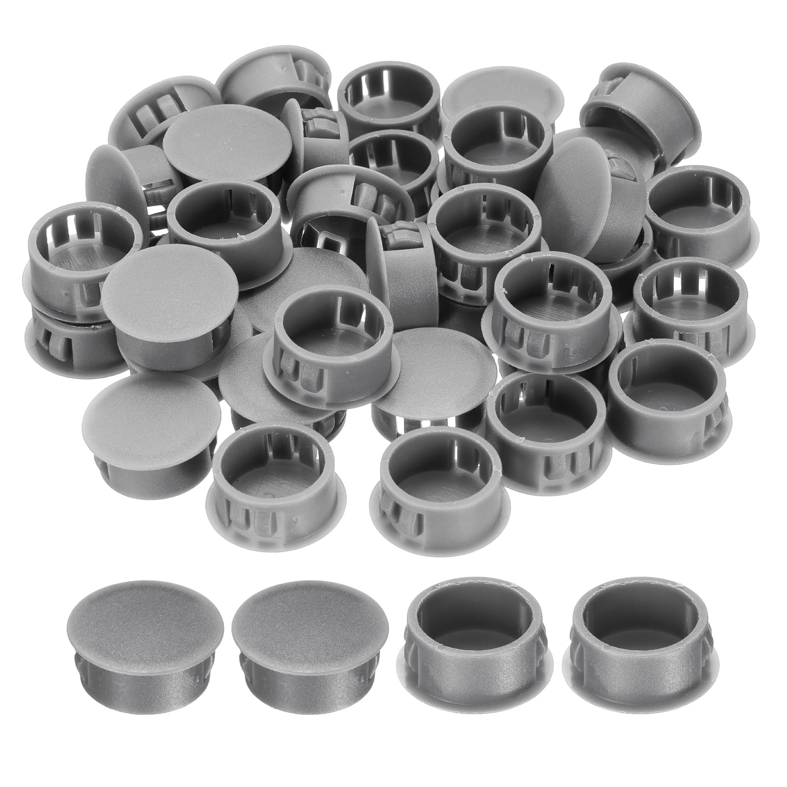 50Pcs Gray Hole Plugs, 22mm / 0.87" Plastic Snap in Locking Screw Hole ...