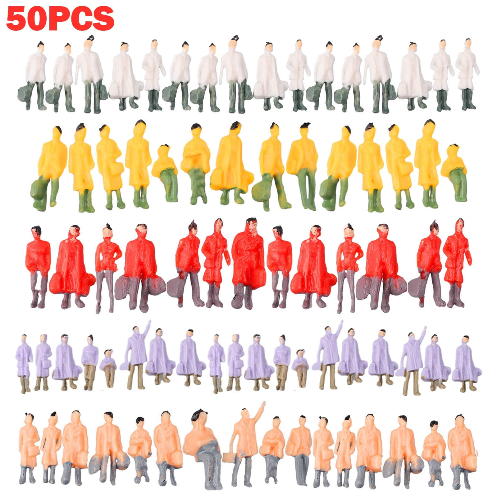 50Pcs HO Scale Painted Figures for Model Train Layout 1:87 Miniature ...