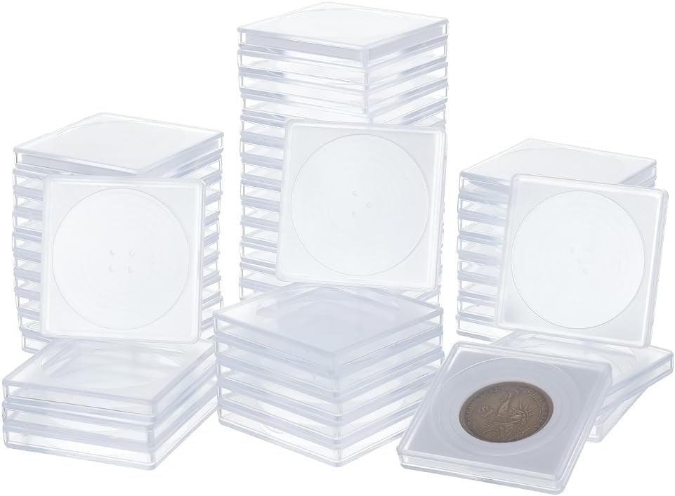 50Pcs Half Dollar Coin Holders Plastic Square Coin Boxes Coin Storage ...