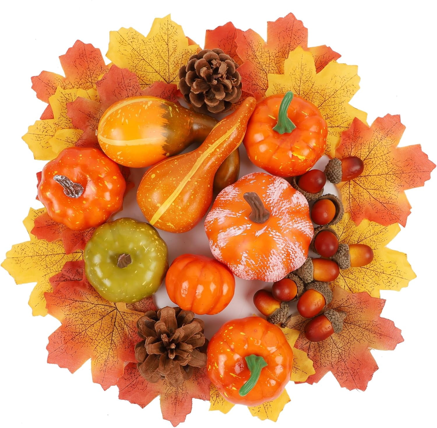 50Pcs Halloween Artificial Pumpkin and Gourd Maple Leaf Sunflower Red ...