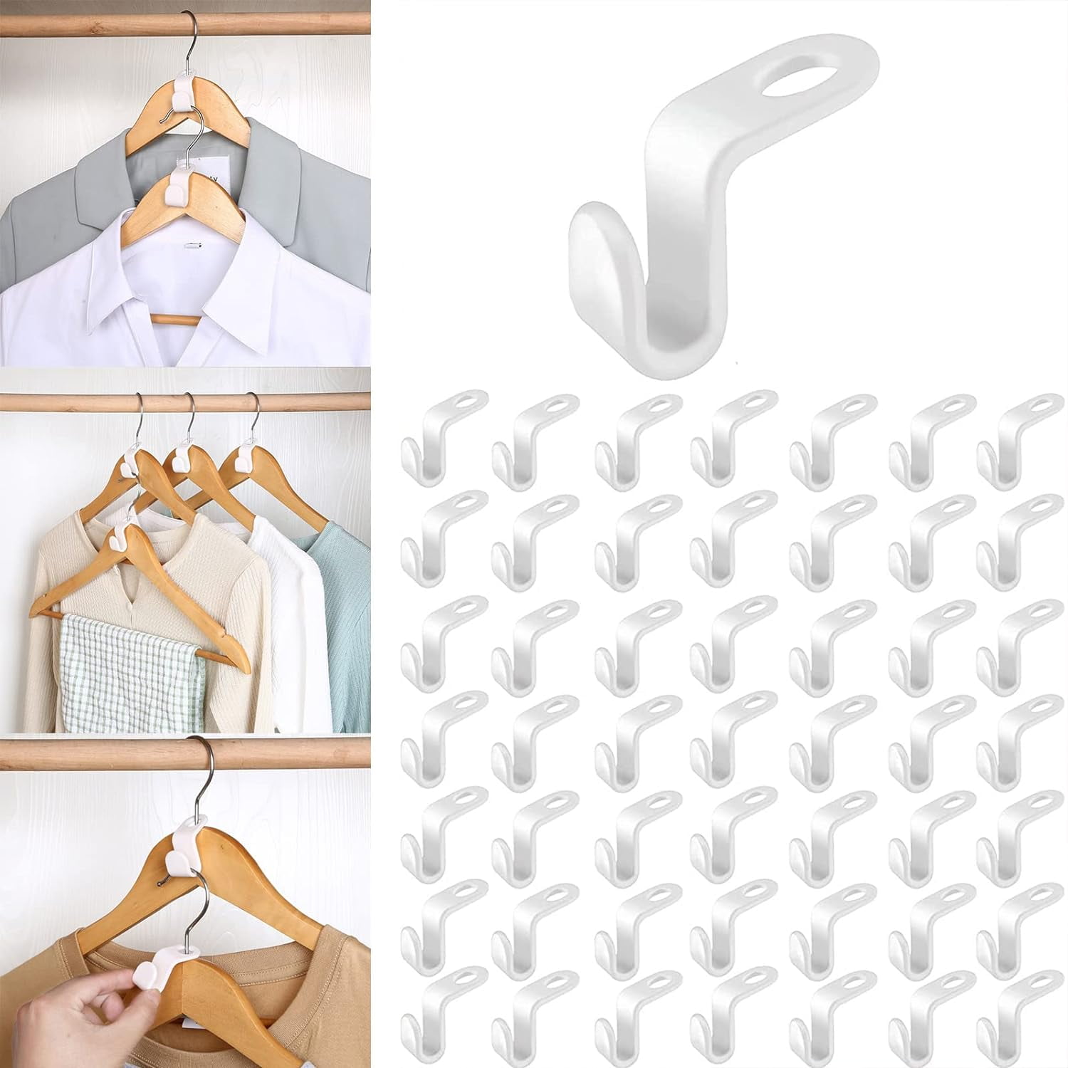 50Pcs Hangers Space Saving,Clothes Hanger Connector Hooks,Hanger ...
