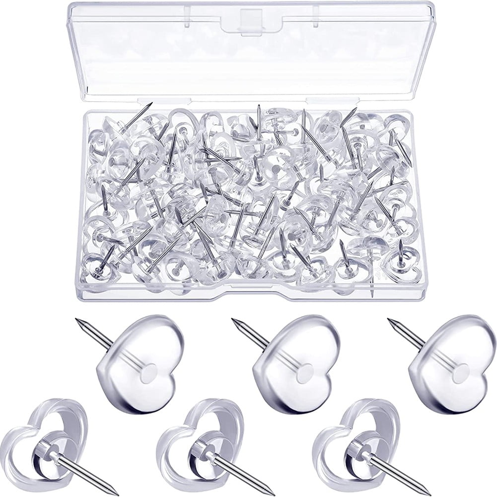 50Pcs Heart Shape Plastic Thumbtacks Safety Color Thumbtacks Office ...