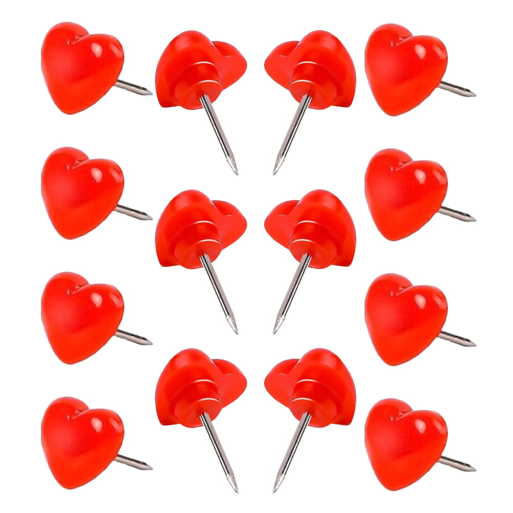 50Pcs Cute Heart Shaped Push Pins Love Heart Push Pins Red Thumb Tacks ...