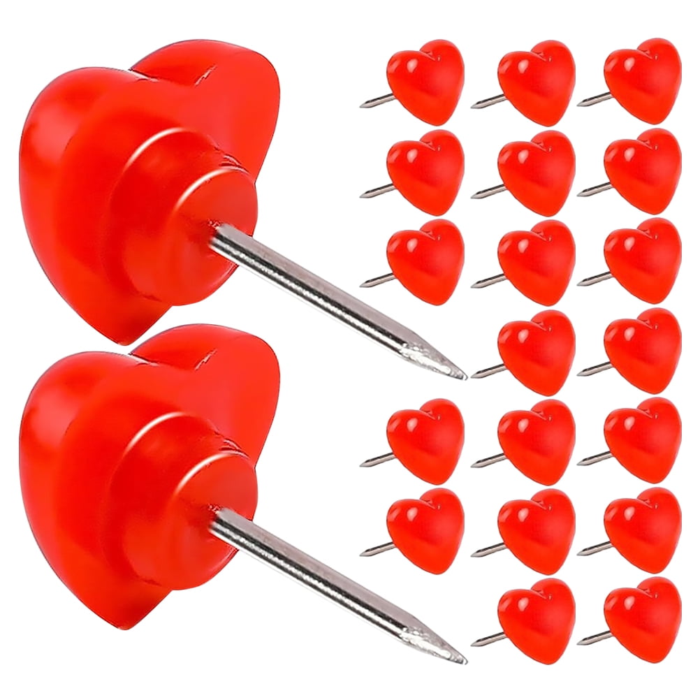 ibasenice 50Pcs Heart Shaped Push Pins Red Plastic for Cork Board ...
