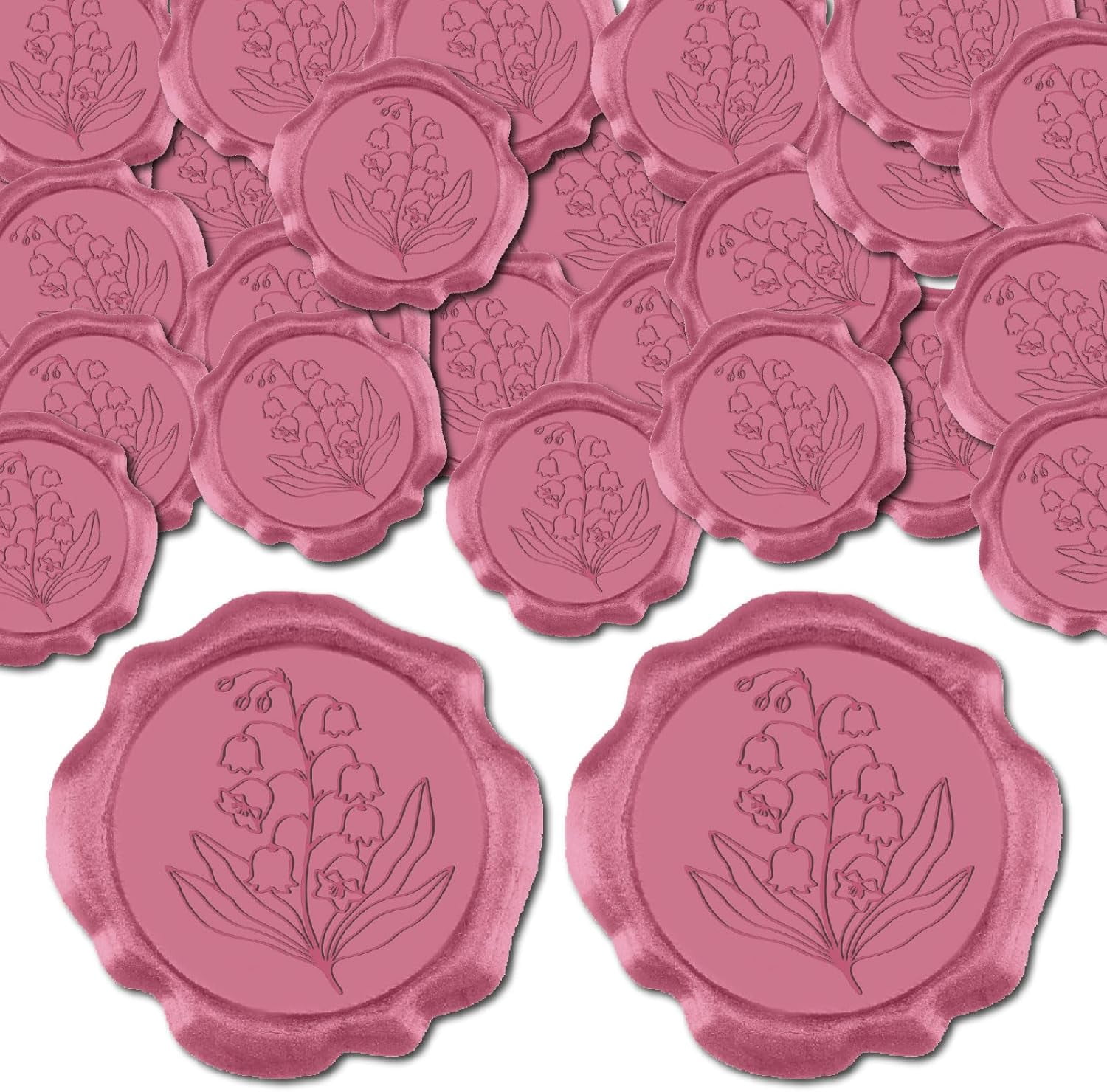 50Pcs Hot Pink Wax Seal Stickers Lily of The Valley Flower Wedding ...