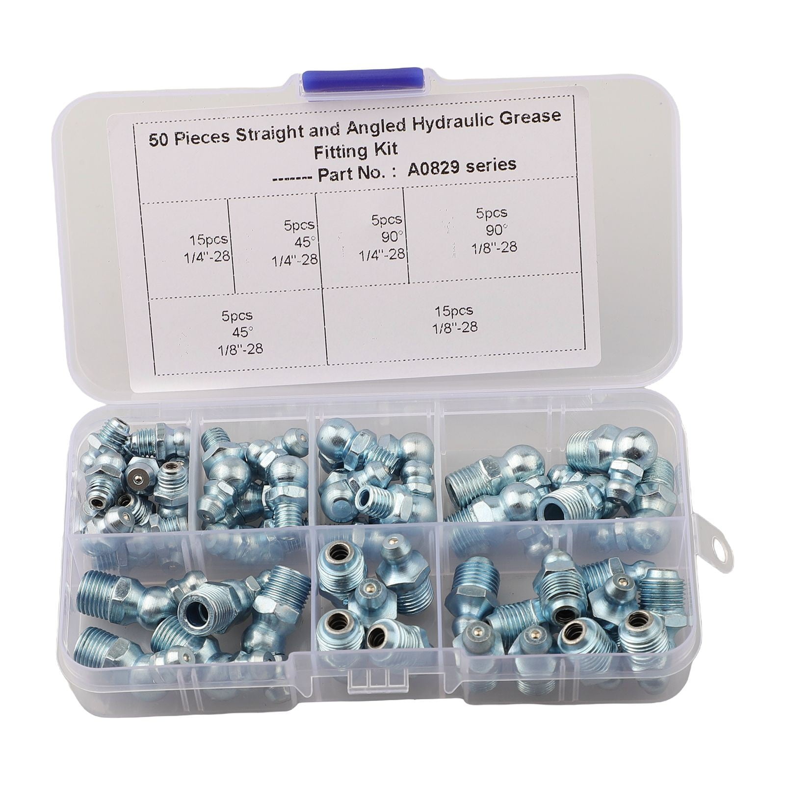 50Pcs Hydraulic Nickel Plating Grease Nipple Set 45/90/180 Degree ...