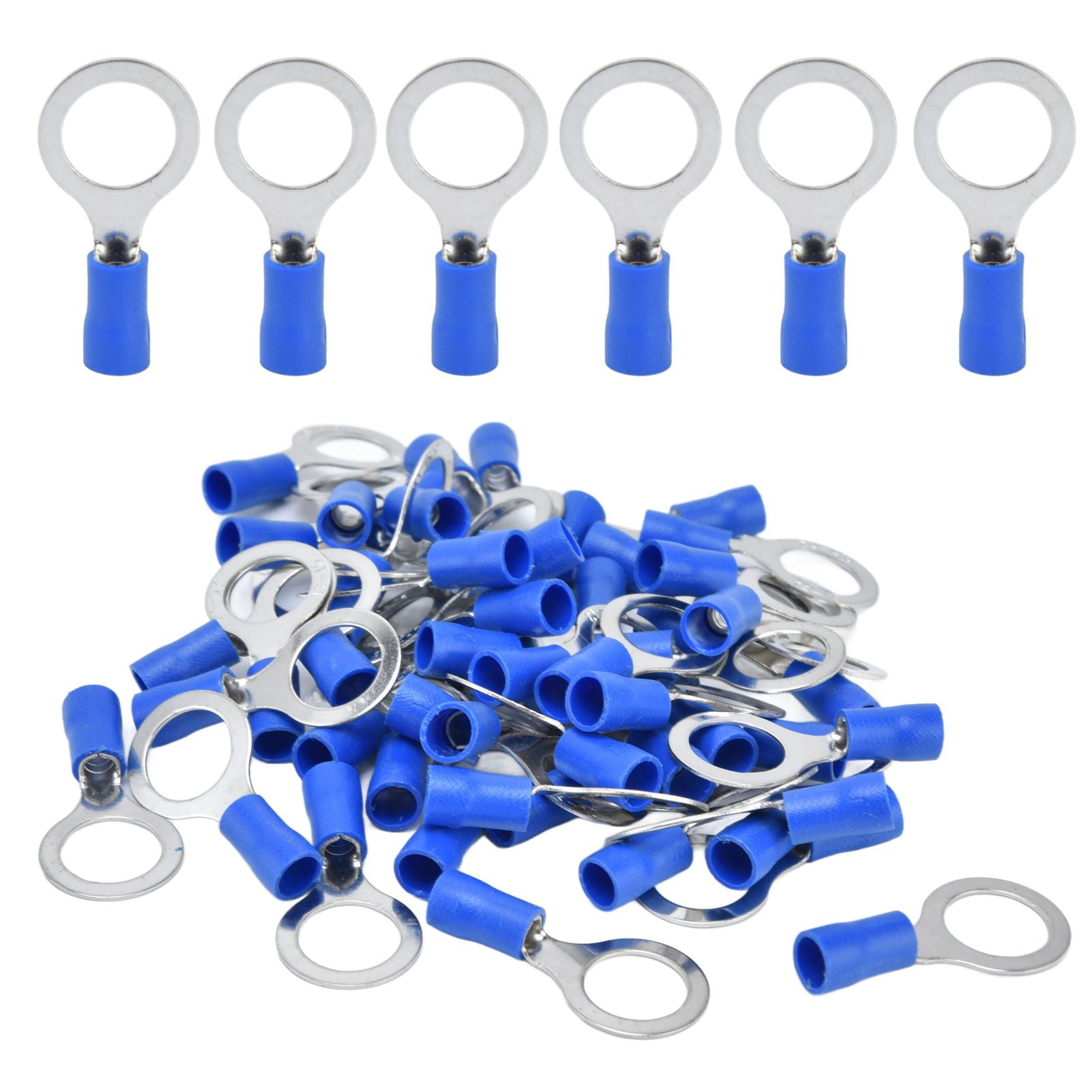 50Pcs Insulated Ring Terminals Electrical Wire Crimp Connectors Copper ...