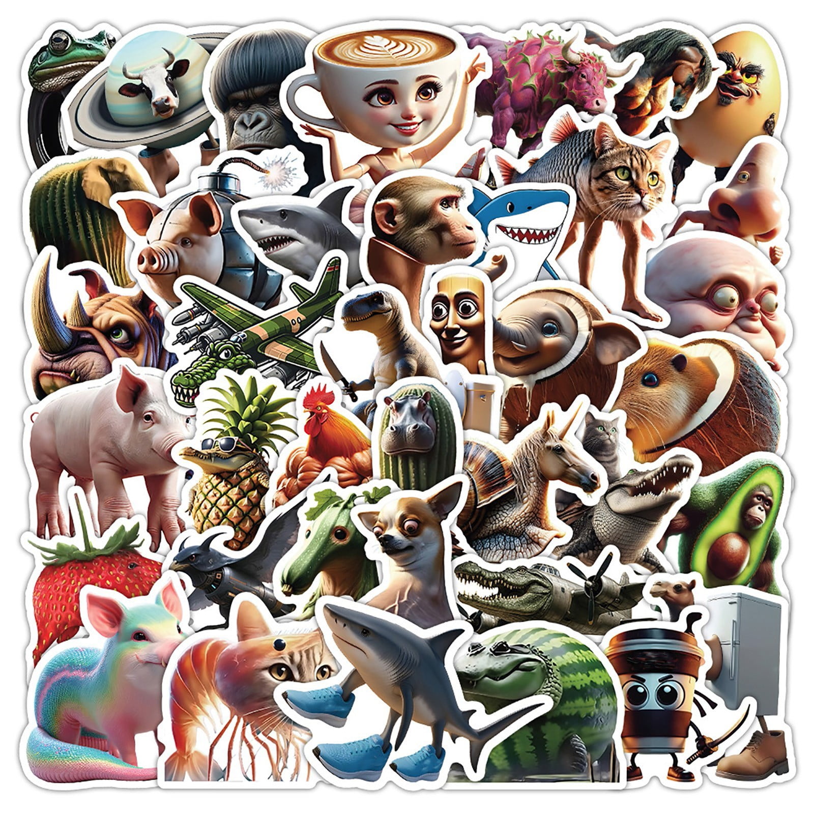 50Pcs Italian Brainrot Animals Tralalero Tralala Stickers, Include Tung ...