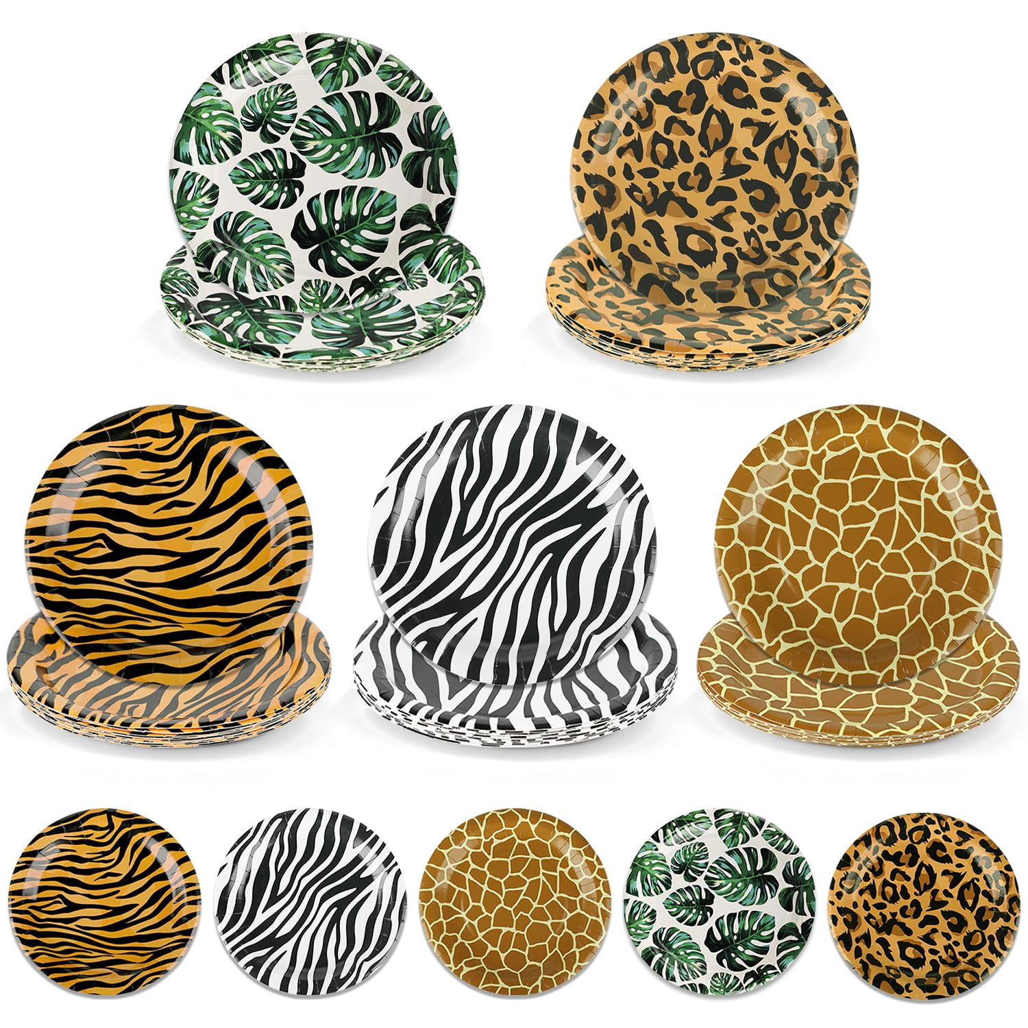 50Pcs Jungle Zoo Animal Party Supplies,Disposable AFN1Tableware Paper ...