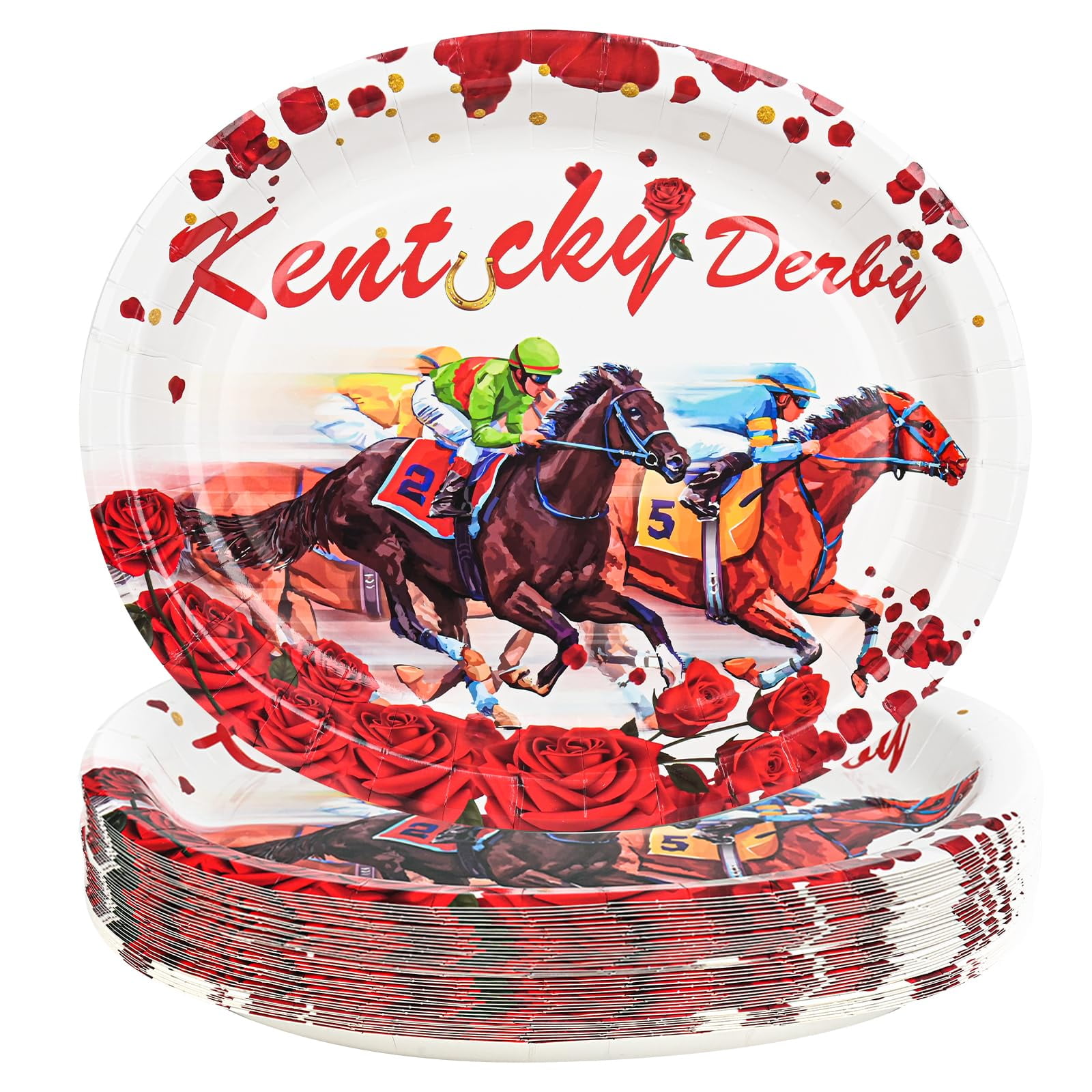 50Pcs Kentucky Derby Party RRF12 Supplies Kentucky Derby Oval Plates ...
