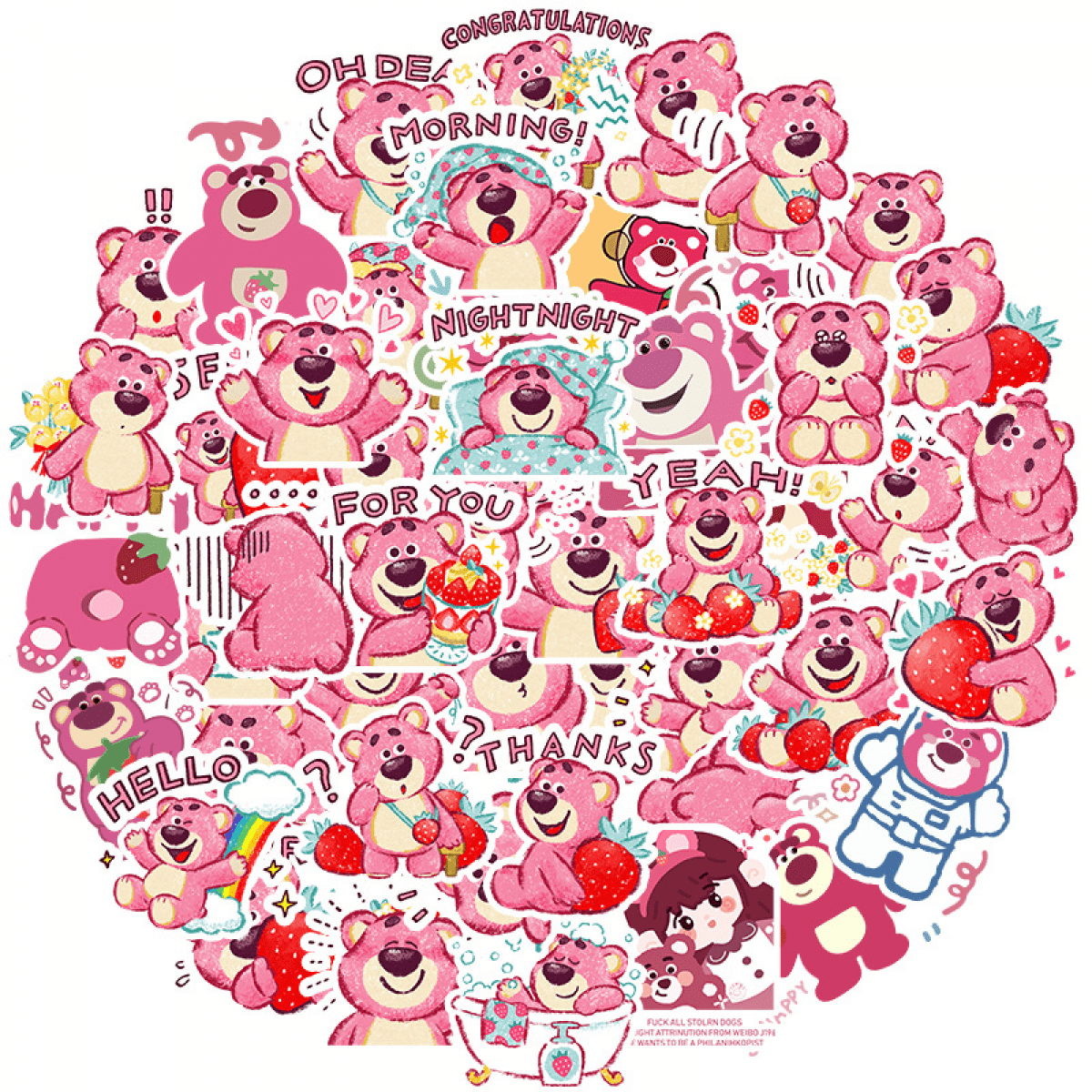 50Pcs Kids Lotso Bear Stickers Pack Cute Cartoon Characters Stickers ...
