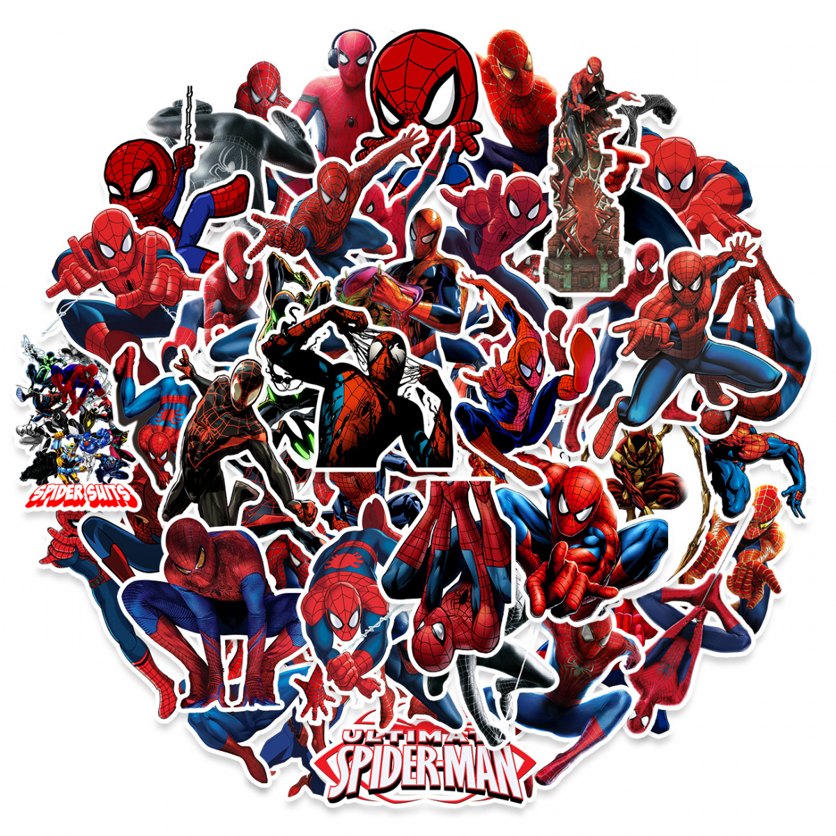 50Pcs Kids Spider-Man Stickers Pack Cute Cartoon Characters Stickers ...