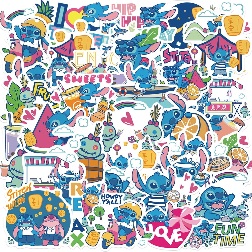 50Pcs Kids Stitch Stickers Pack Cute Cartoon Characters Stickers Movie ...