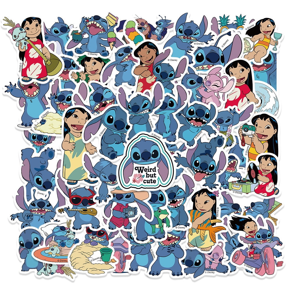 50Pcs Kids Stitch Stickers Pack Cute Cartoon Characters Stickers Movie ...