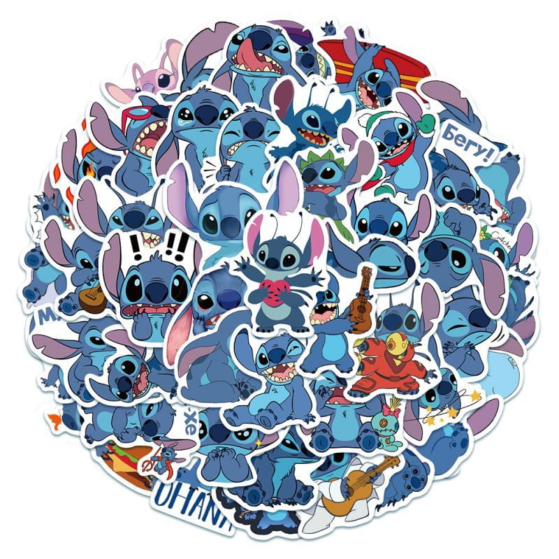 50Pcs Kids Stitch Stickers Pack Cute Cartoon Characters Stickers Movie ...