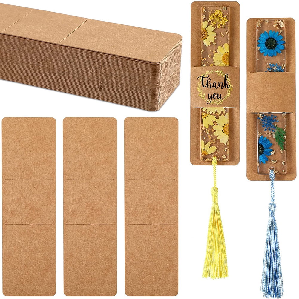 50Pcs Kraft Paper Bookmark Holder Sleeves Set DIY Blank Bookmark Covers ...