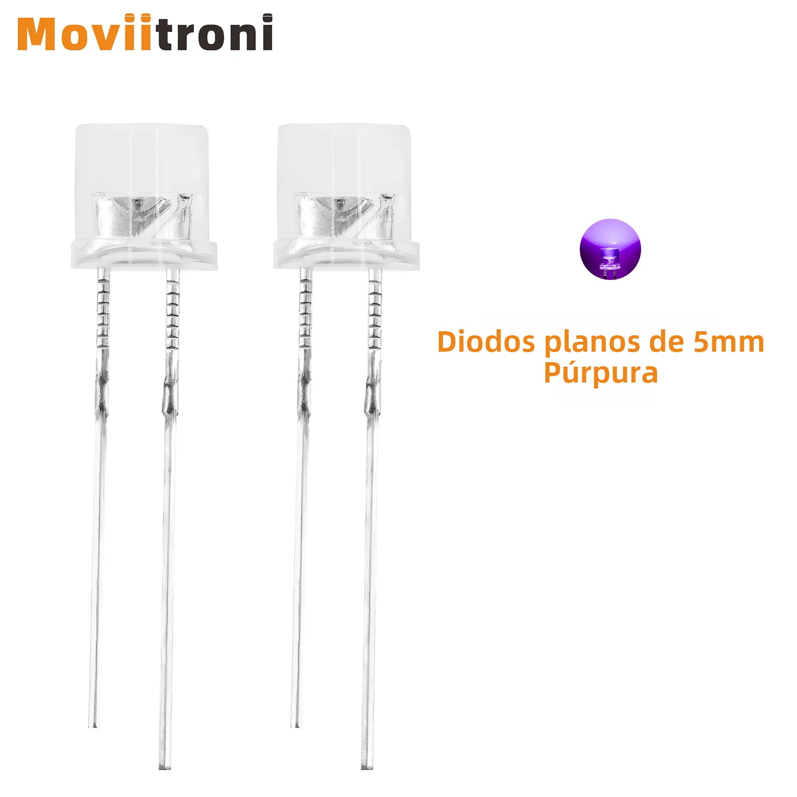 50Pcs LED Diodes 5mm Flat Top 9 Colors Strong Light Bulbs Lamps ...