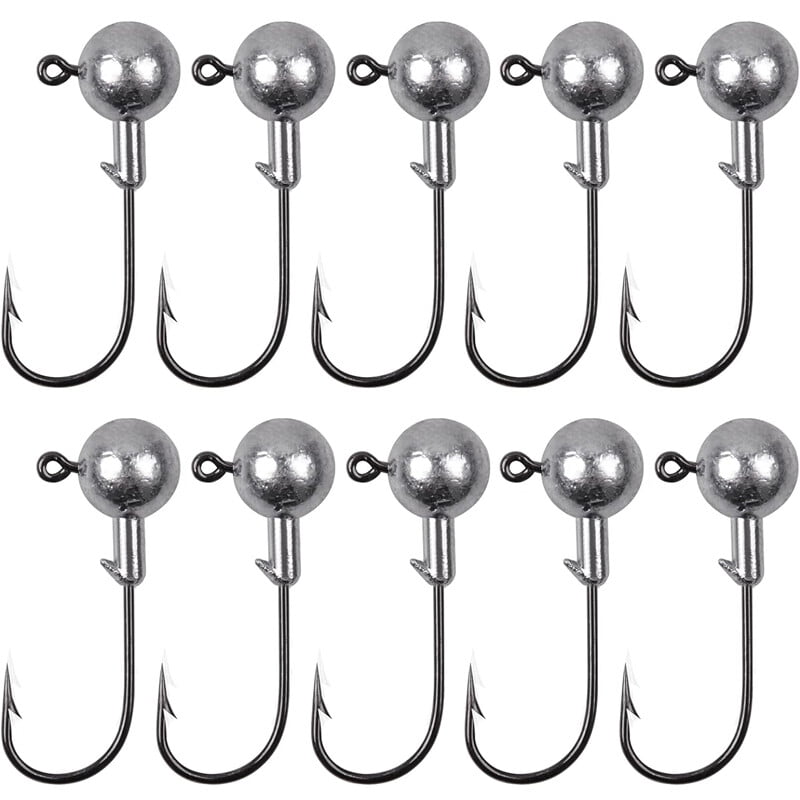 50Pcs Lead Jig Heads Fishing Hooks Crappie Bass Trout Lures Bait Tackle ...
