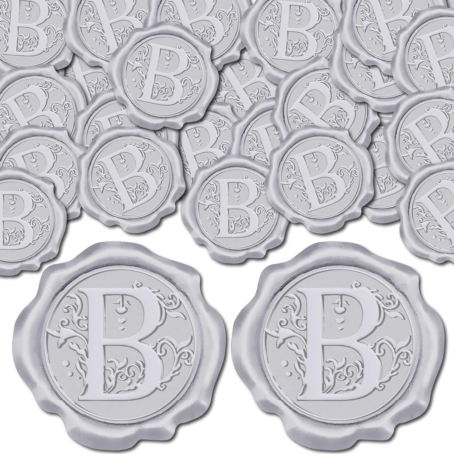 50Pcs Letter B Wax Seal Sticker Alphabet Silver Vintage Initial Self ...
