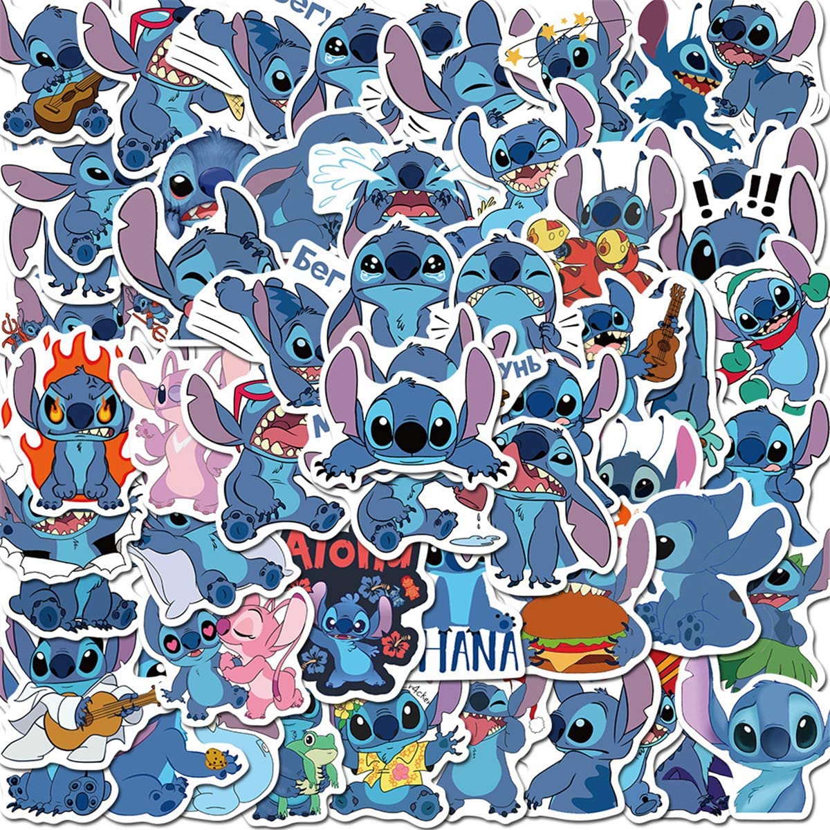 50Pcs Lilo & Stitch Stickers Waterproof Vinyl Stickers for Water Bottle ...
