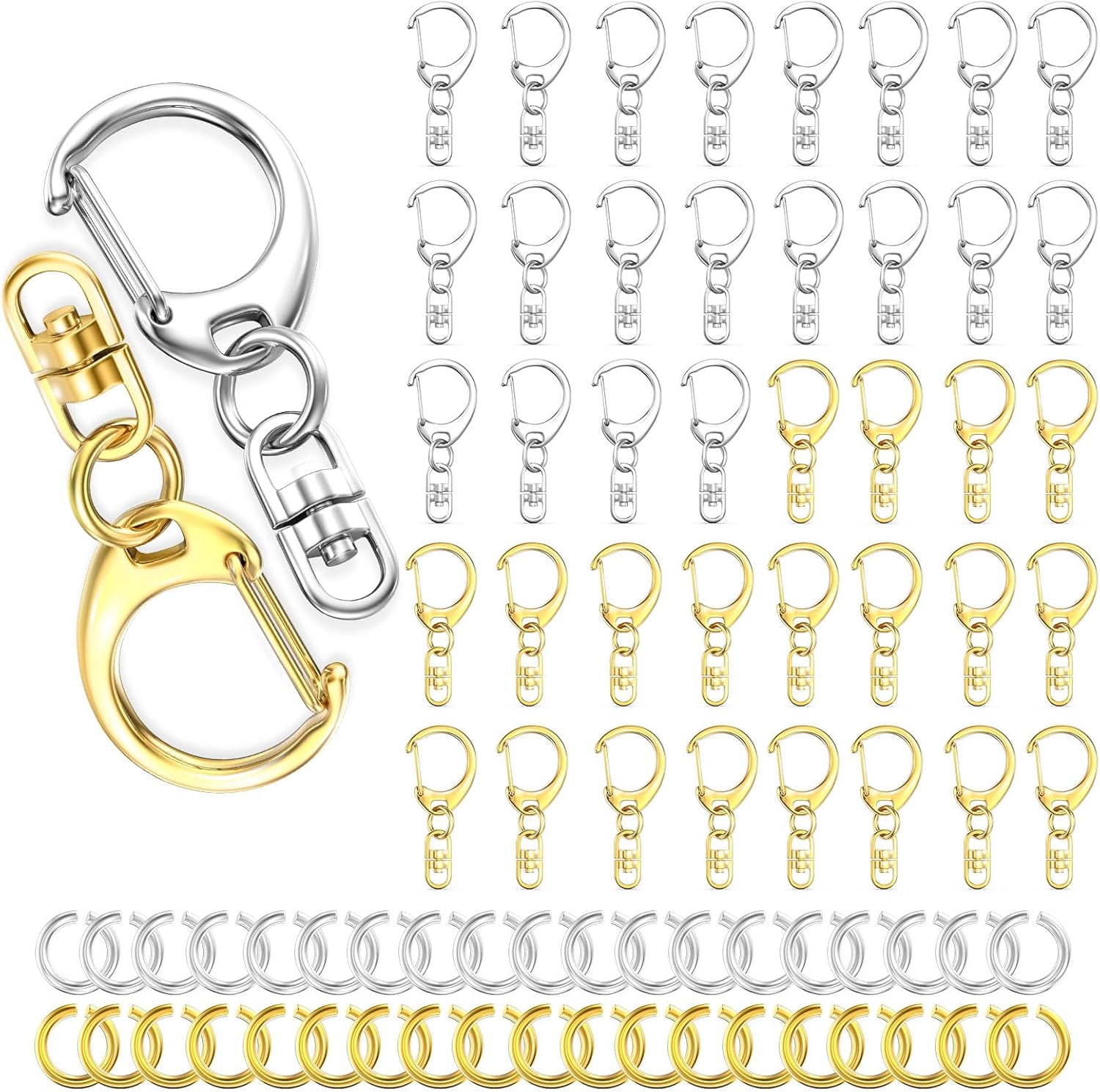 50Pcs Lobster Claw Clasps for Keychain Clip, Swivel Snap Hooks Silver ...