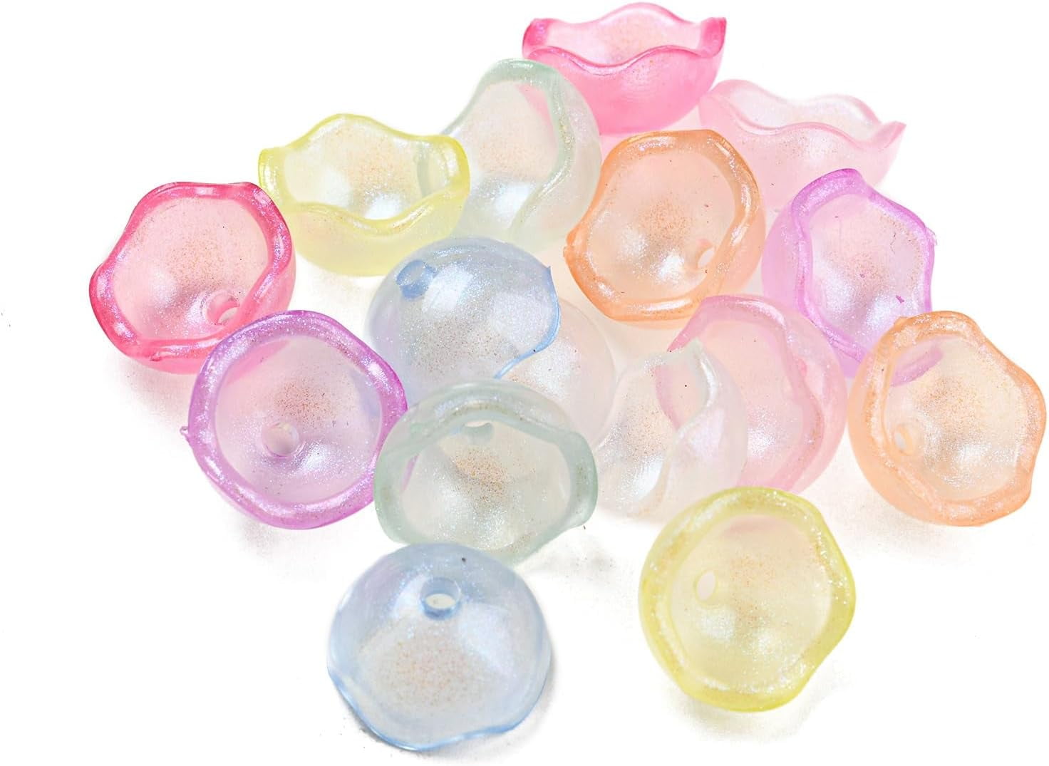 50Pcs Luminous Acrylic Bead Cone Eggshell Glitter Caps Beads Glow in ...