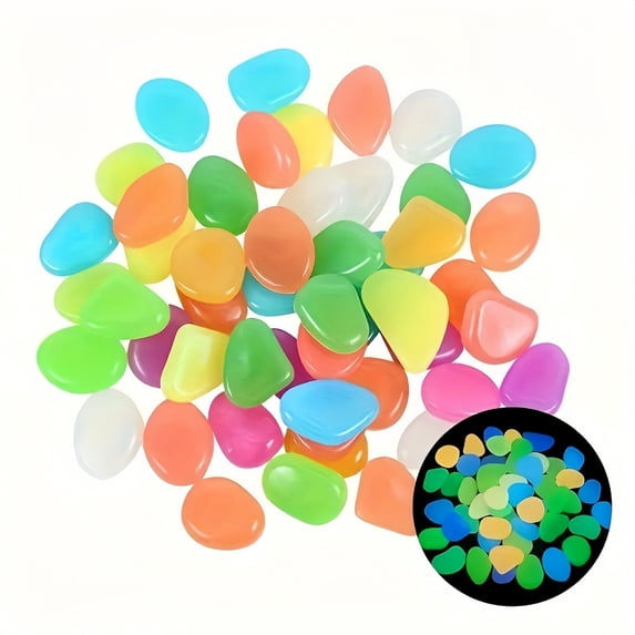 50Pcs Luminous Stones Glow Rocks Decorative Pebbles - for Aquarium Fish ...