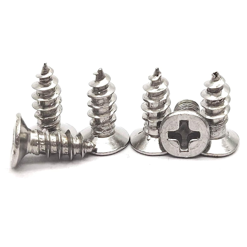 50Pcs M3x12mm Phillips Flat Head Self Tapping Wood Screws,304 Stainless ...