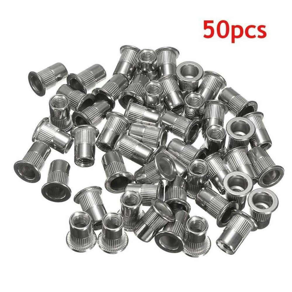 50PCS M6 Thread 304 Stainless Steel Flat Head Rivet Nut Rt Nutsert ...