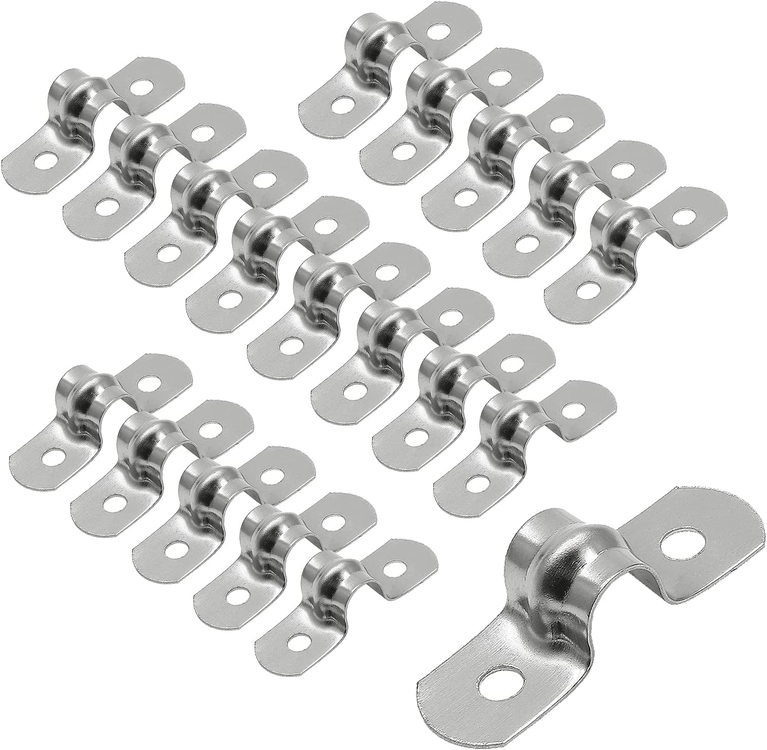 50Pcs M8 Rigid Pipe Straps, 5/16 Inch 2 Hole Strap U Bracket Stainless ...