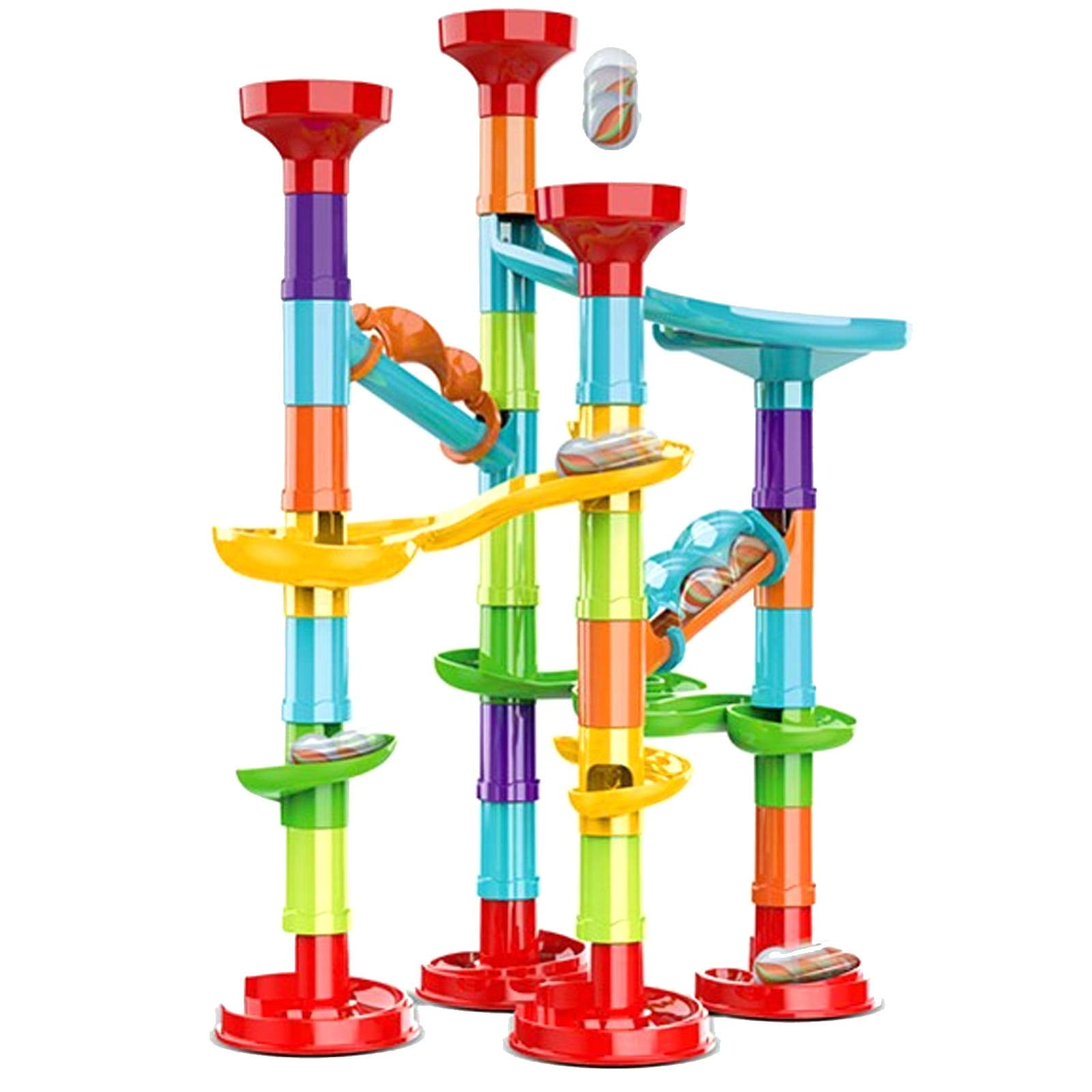 50Pcs Marble Run Set Building Blocks with 30 Glass Marbles for Kids ...