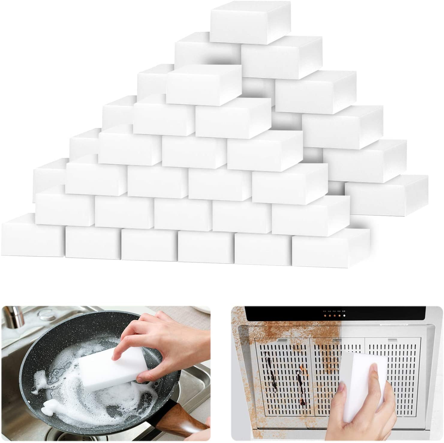 50Pcs Melamine Sponge, Magic Cleaning Sponges Eraser for Kitchen ...