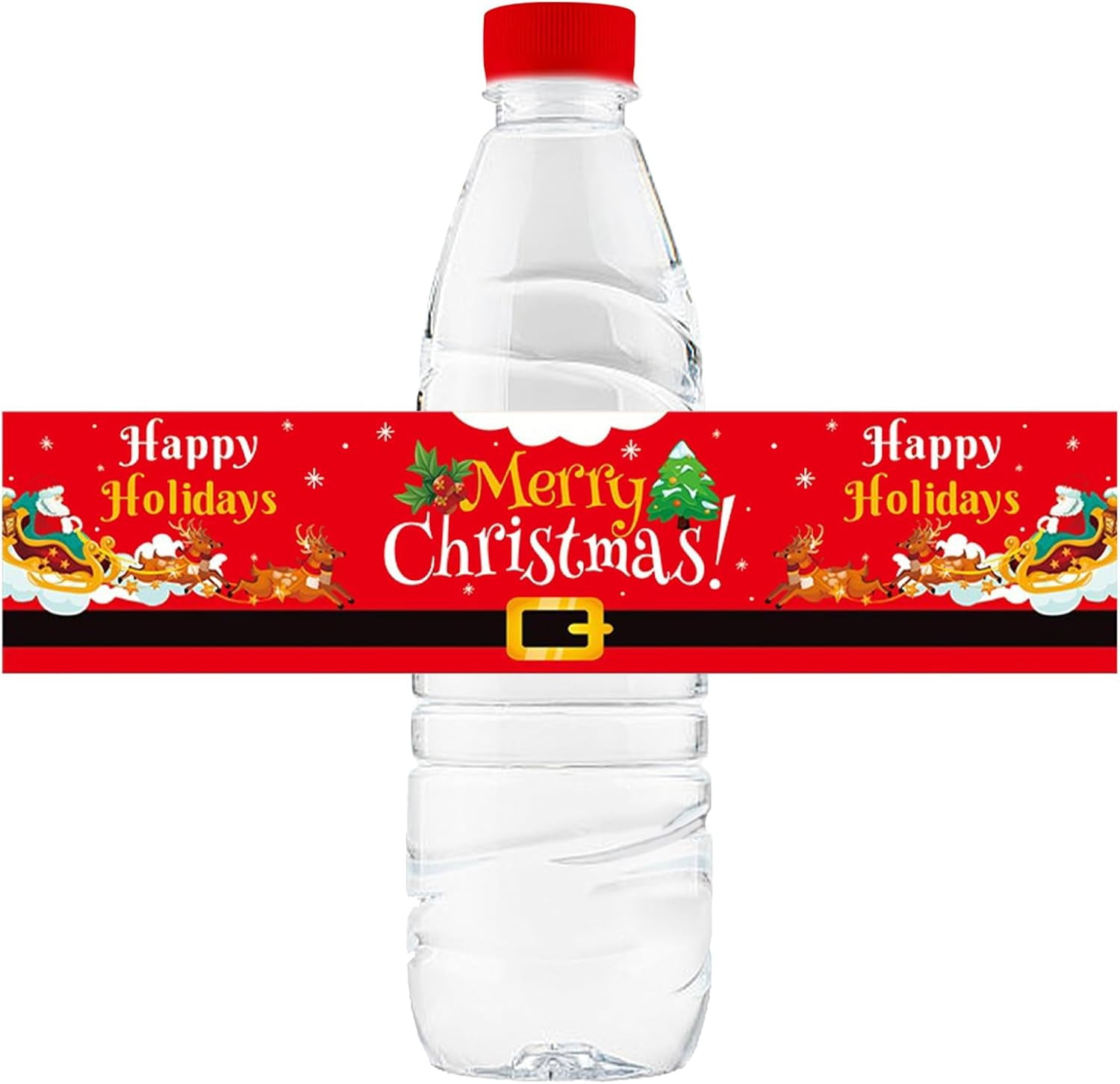 50Pcs Merry Christmas Water Bottle Stickers, Red Drinks Wrappers ...