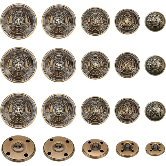50Pcs Metal Blazer Buttons Flat Round Brass Buttons with Skull 15mm ...