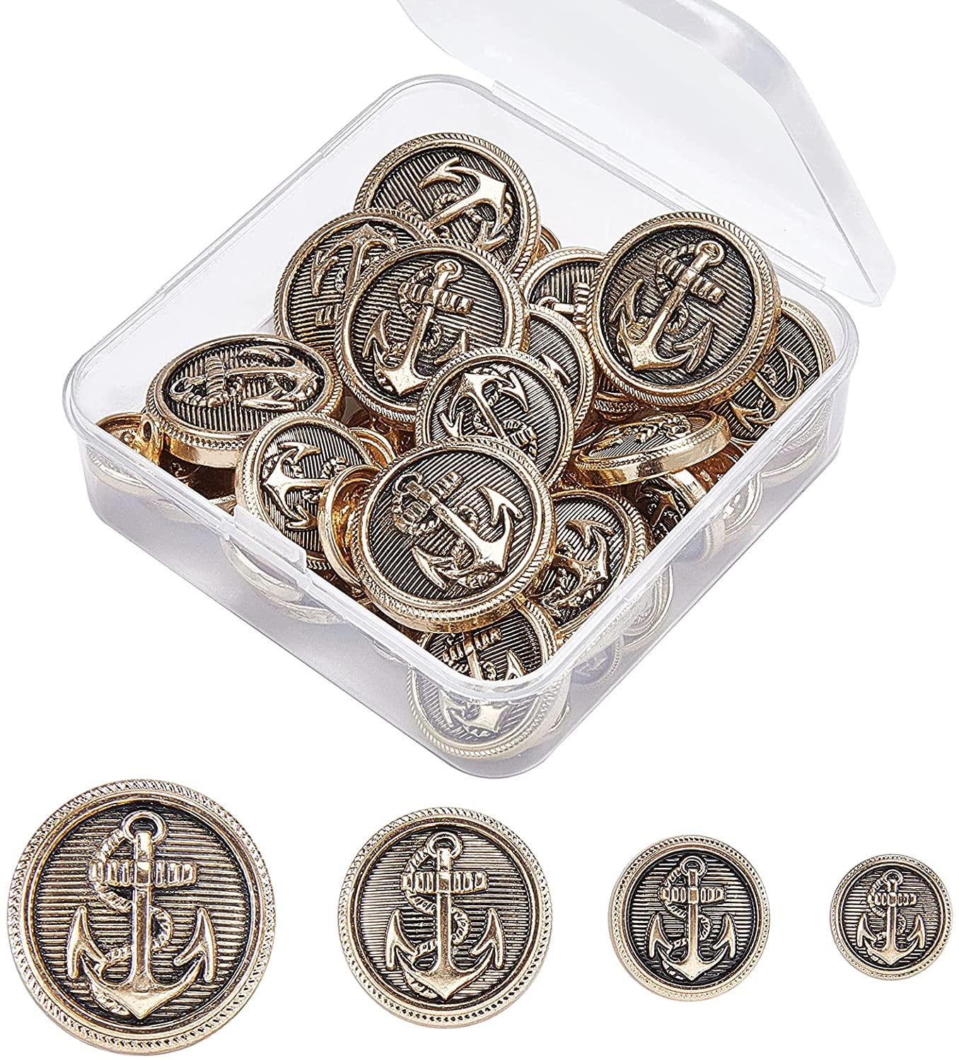 50Pcs Metal Blazer Buttons Flat Round Brass Buttons with Skull 15mm ...