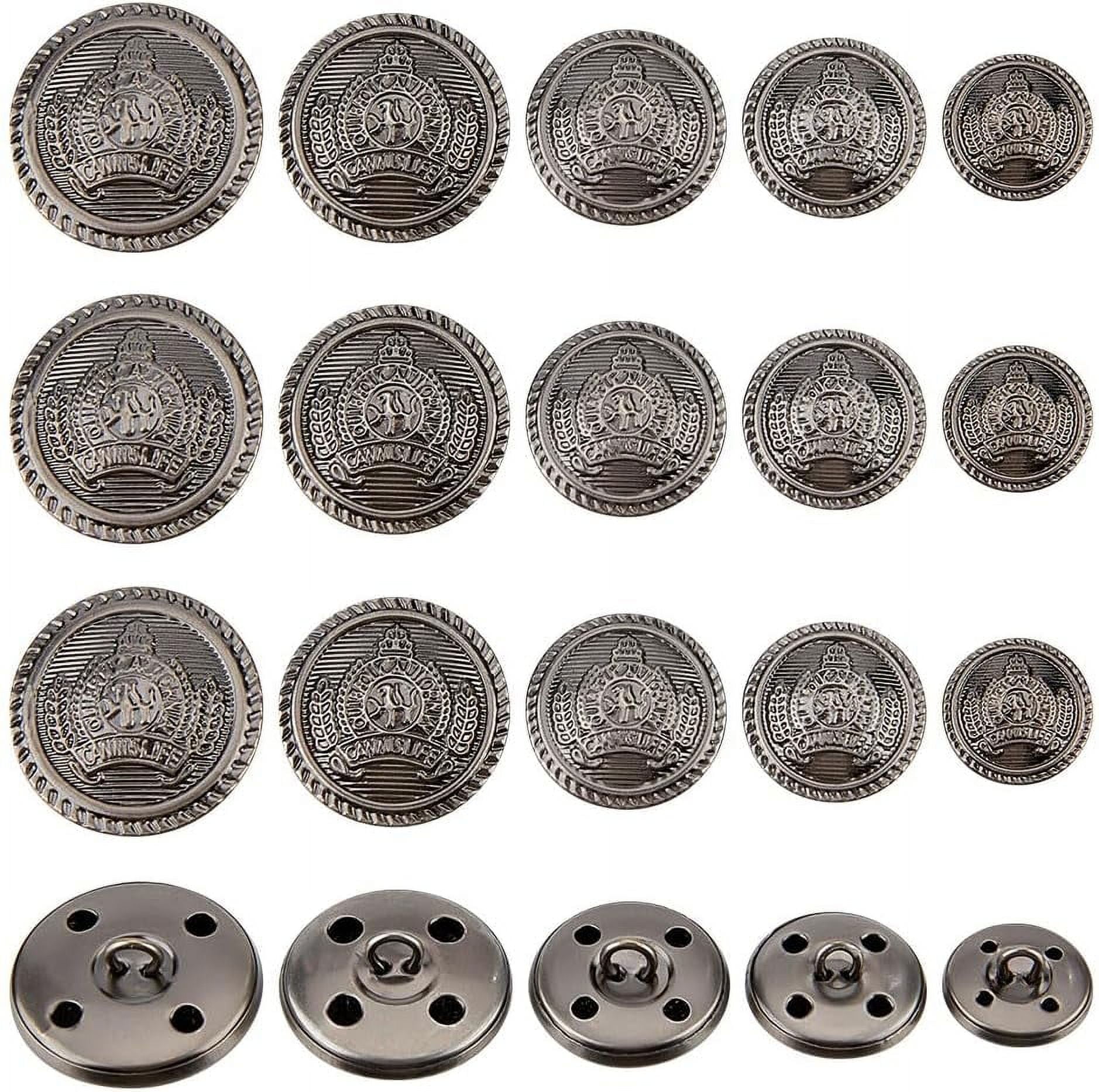 50Pcs Metal Blazer Buttons Vintage Shank Buttons Half Round Shaped 4 ...