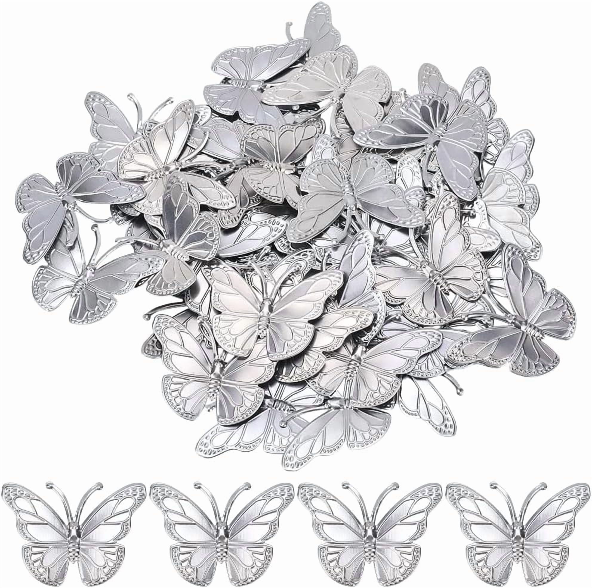 50Pcs Metal Butterfly Decorations 3D Butterflies Wall Decor Spring ...
